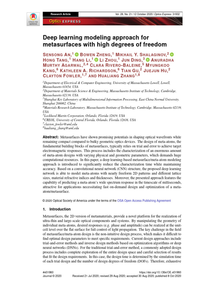oe-28-21-31932 | PDF | Metamaterial | Deep Learning