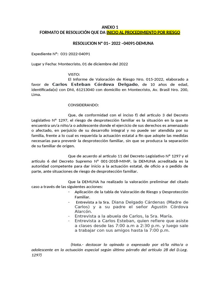 Formato de Resolución de Inicio Del Procedimiento | PDF