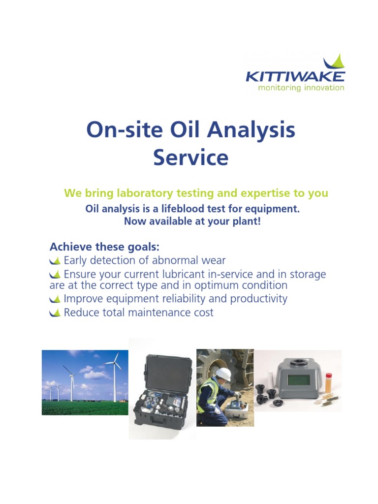On-Site Oil Analysis Service | PDF | Motor Oil | Reliability Engineering
