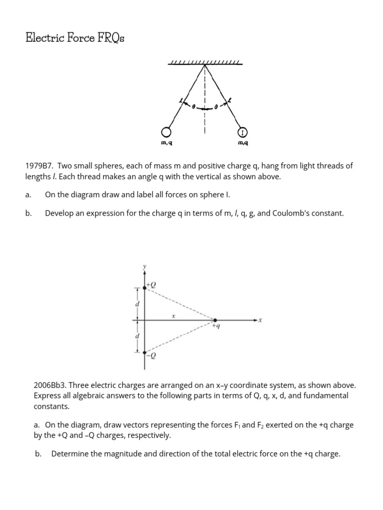 Electric Force Problem Set Solutions | PDF