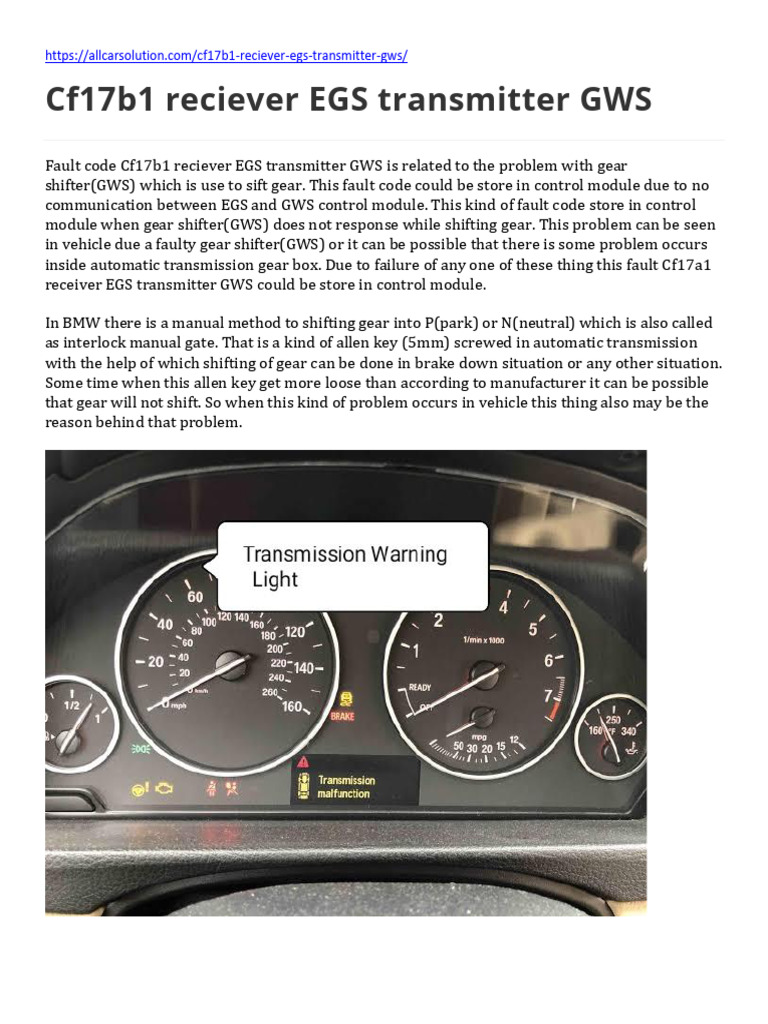 Cf17b1 Reciever EGS Transmitter GWS | PDF | Automatic Transmission ...