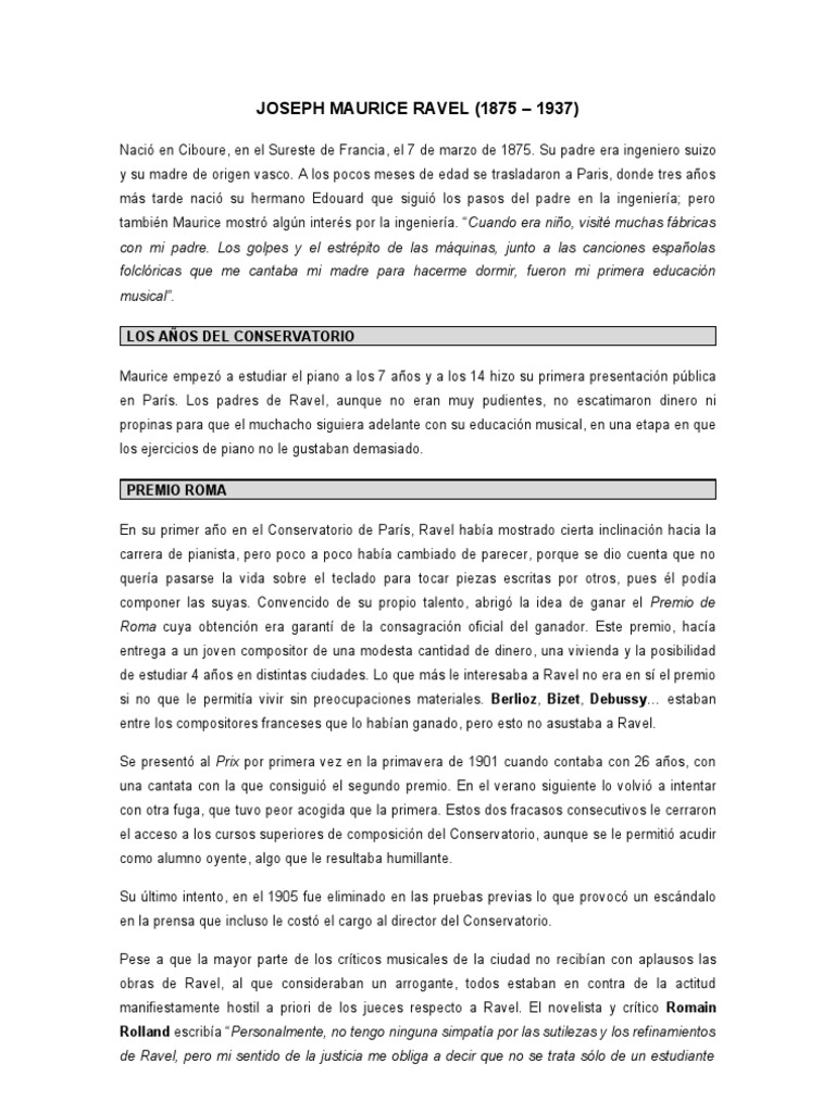 Joseph Maurice Ravel | PDF | Las artes escénicas | Música clásica
