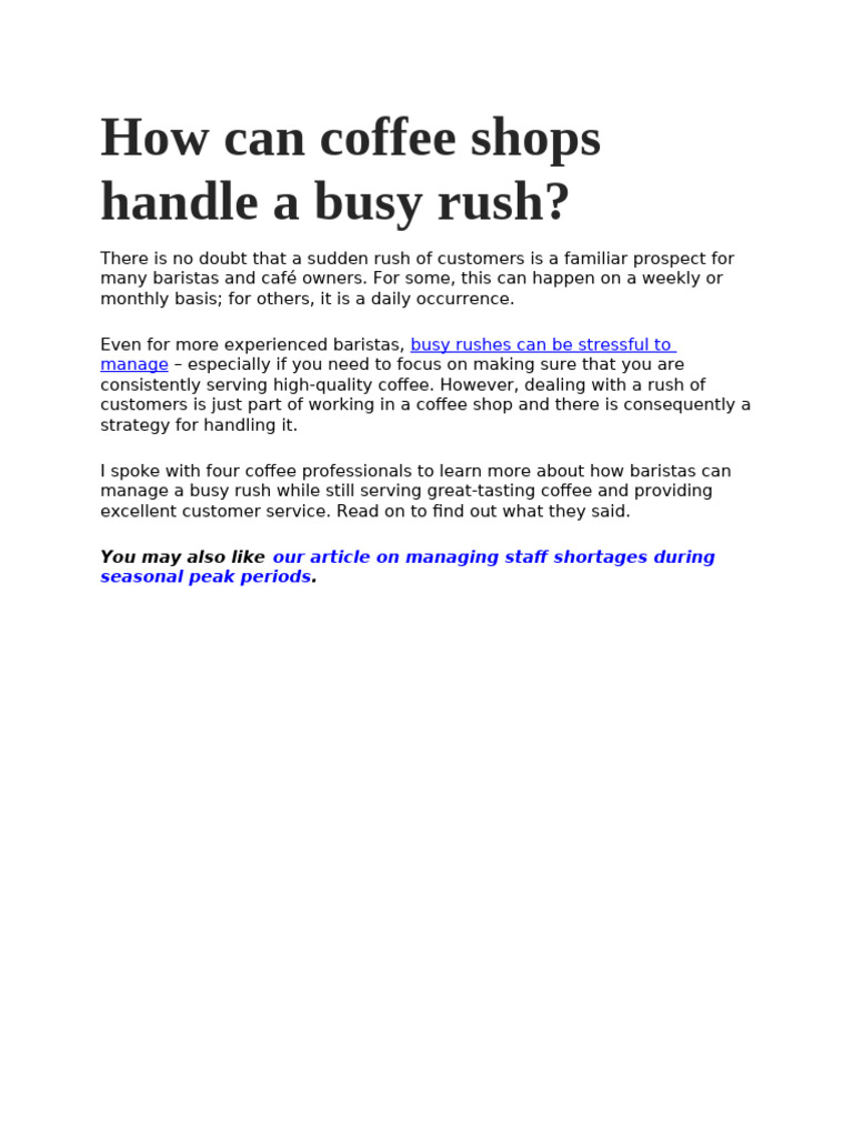 How Can Coffee Shops Handle a Busy Rush | PDF | Drink | Non Alcoholic ...