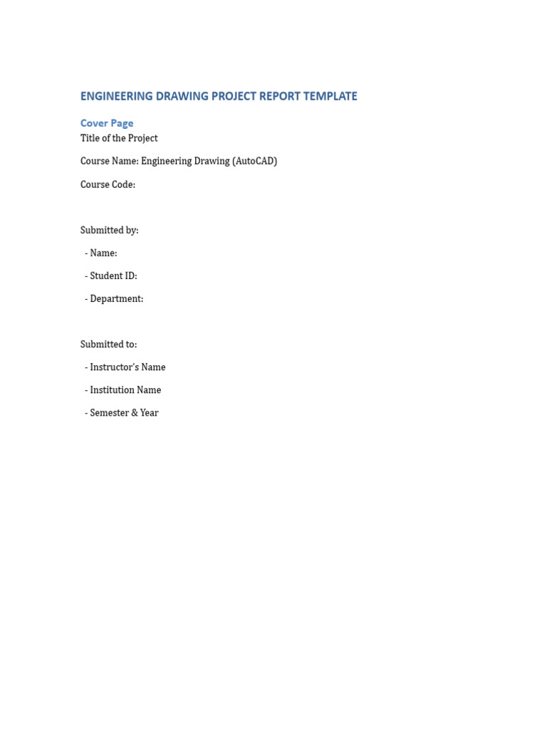 Engineering Drawing AutoCAD Project Report Template.docx | PDF
