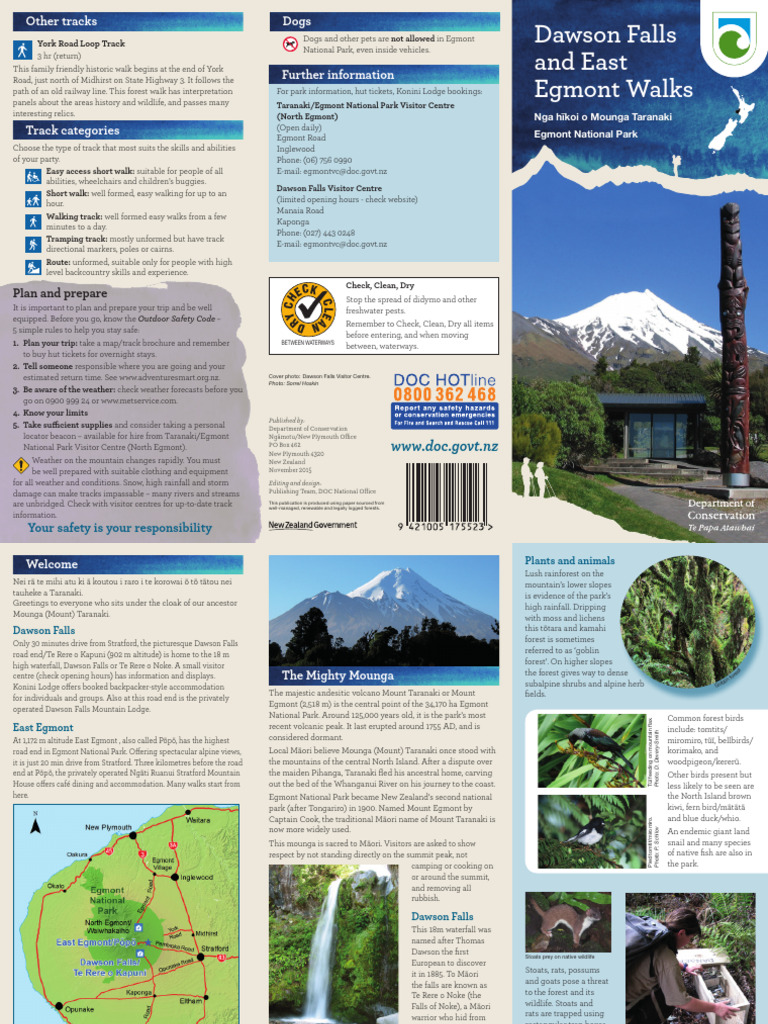 Dawson Falls East Egmont Brochure and Map | PDF | Earth Sciences