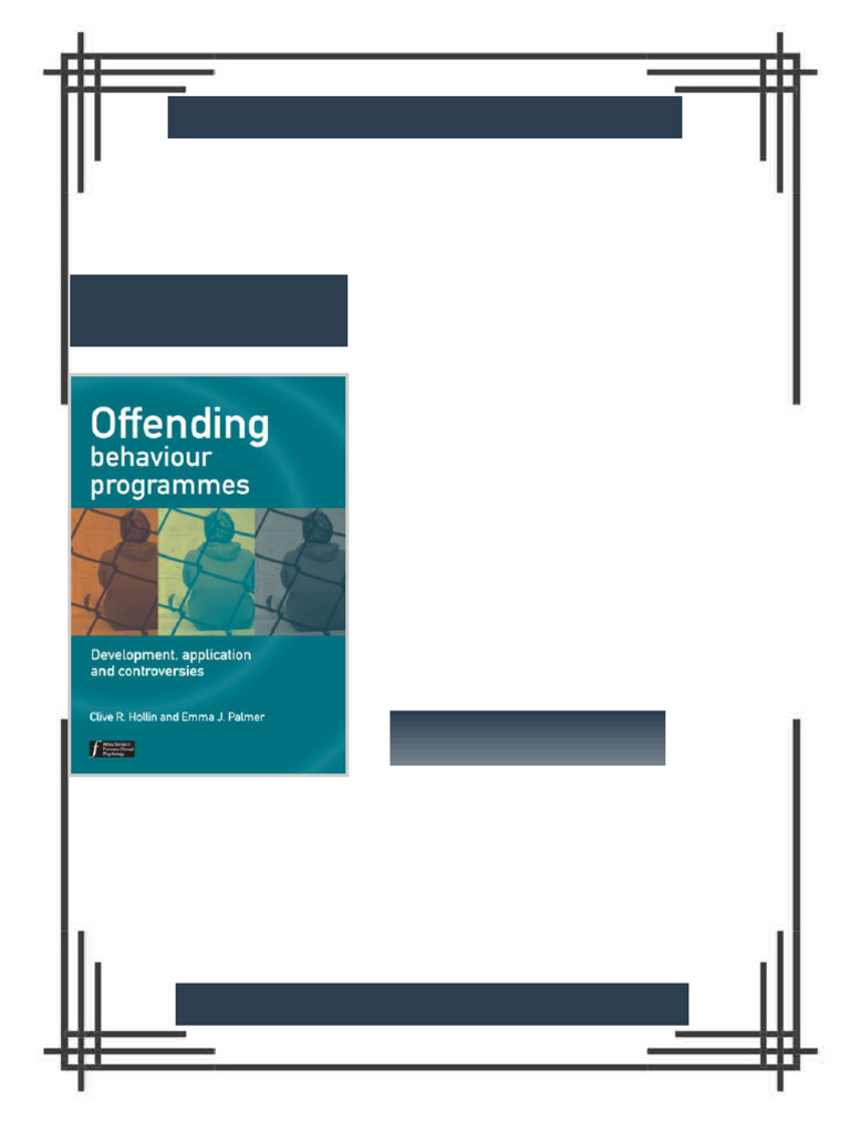 Offending Behaviour Programmes Development Application and ...