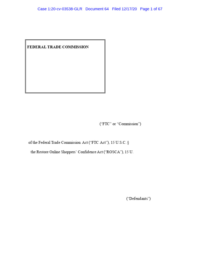 Federal Trade Commission - SEC-Temporary Restraining Order 12-20-20 ...