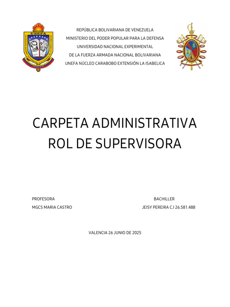 Carpeta Administrativa de Supervisión UNEFA | PDF | Hospital | Enfermería