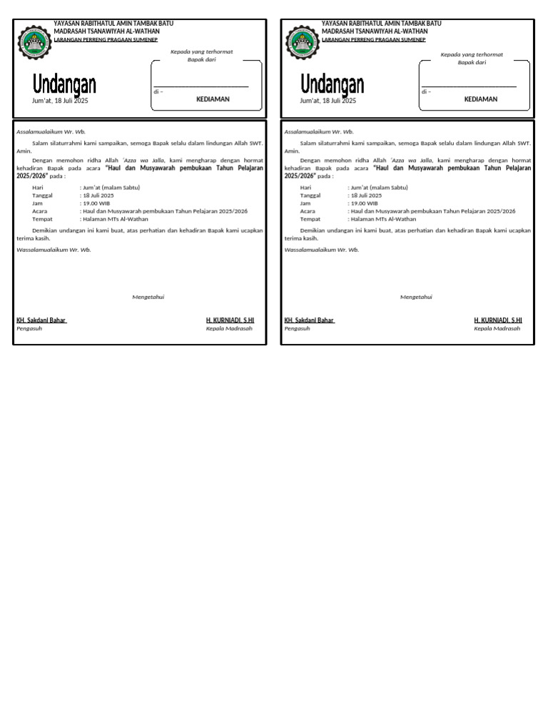 Undangan Pertemuanwali Murid | PDF