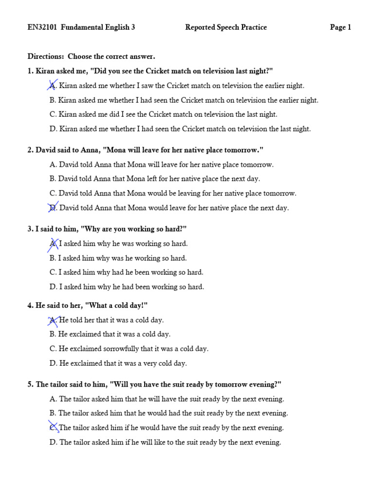 Pre-Reported Speech | PDF