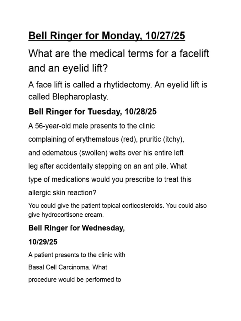 Copy of Bell Ringer for Monday 10.27.25.Docx | PDF