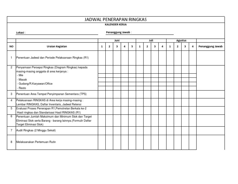 Template Jadwal Ringkas 5R v1 | PDF | Pengelolaan Keuangan & Uang | Sains & Matematika