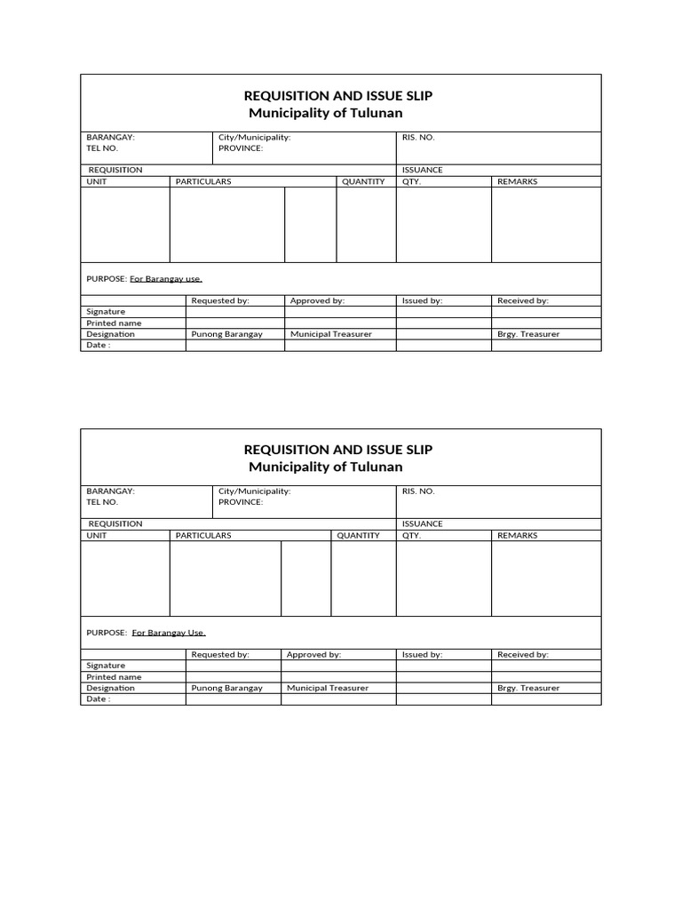 Requisition and Issue Slip | PDF