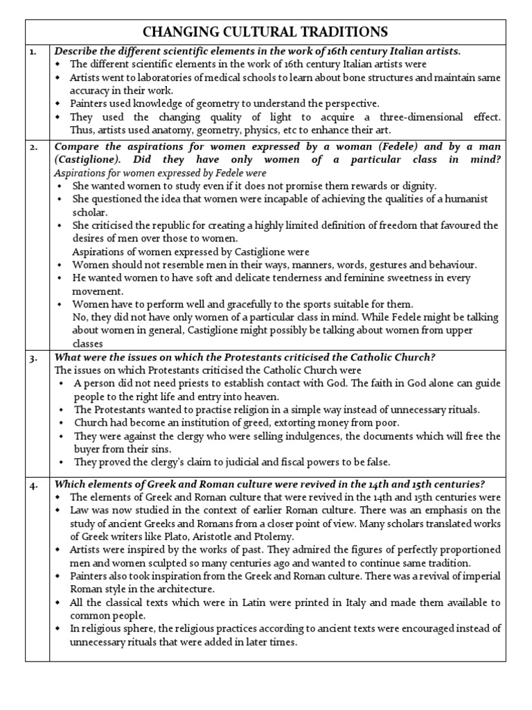 Ch05 Changing Cultural Tradition Qna | PDF | Renaissance | Islamic ...