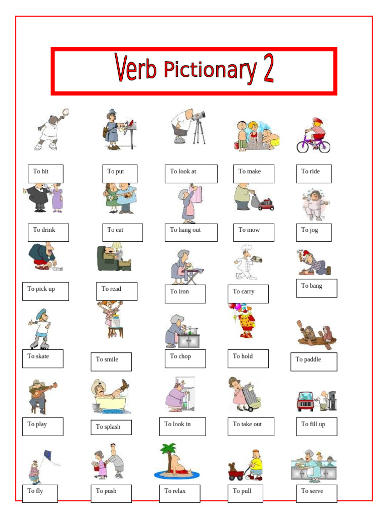 A Verb Pictionary Fun Activities Games - 2865 | PDF | Linguistic ...