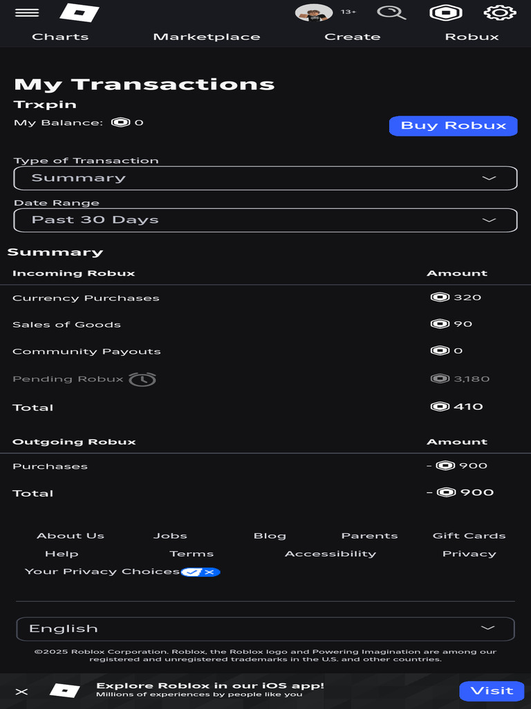 My Transactions - Roblox | PDF