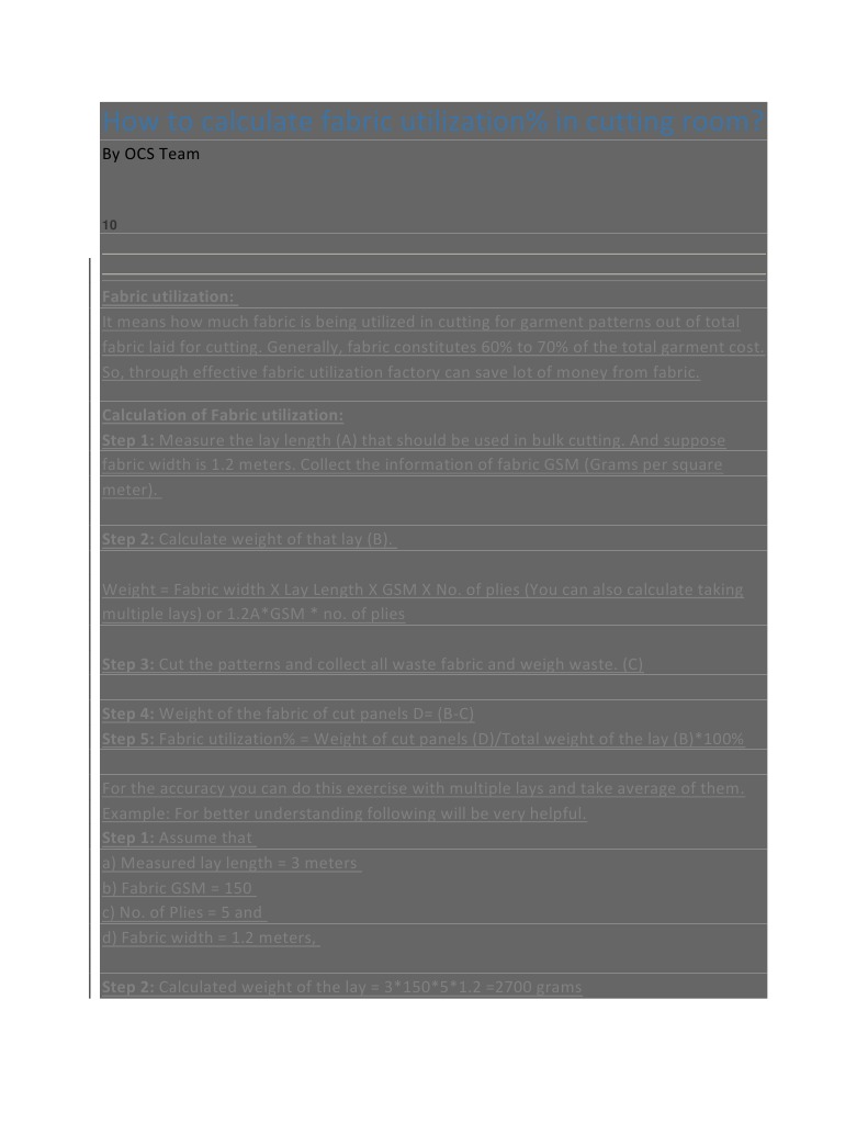 How To Calculate Fabric Utilization | PDF