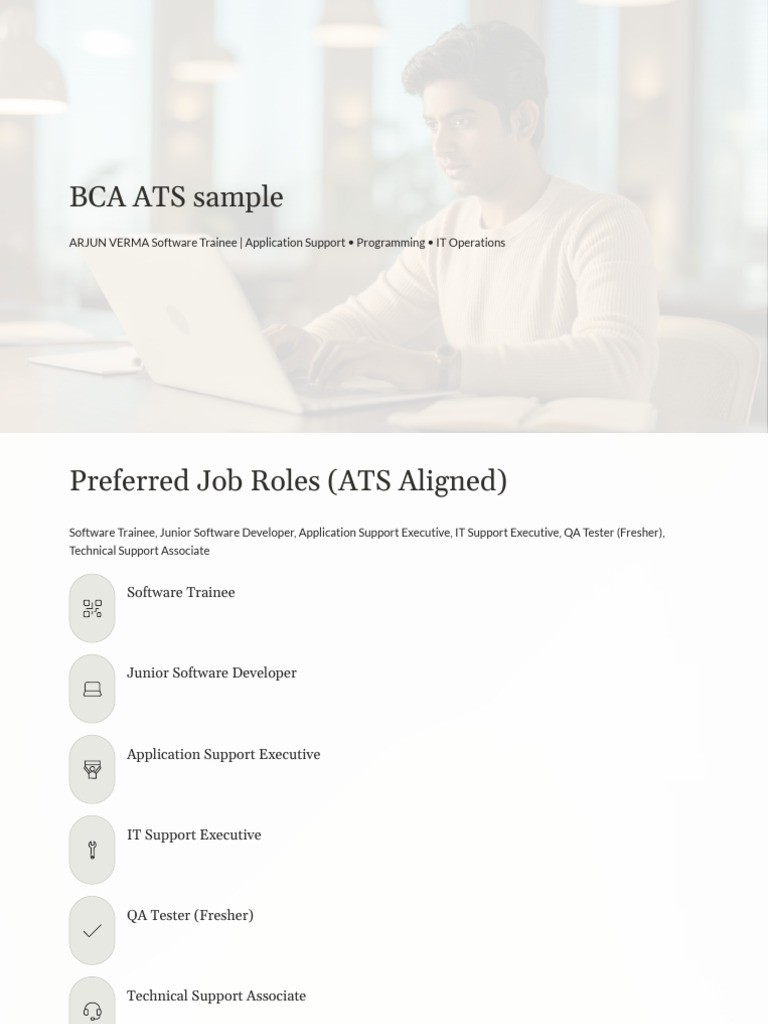 BCA ATS Sample | PDF | Web Development | Computer Programming