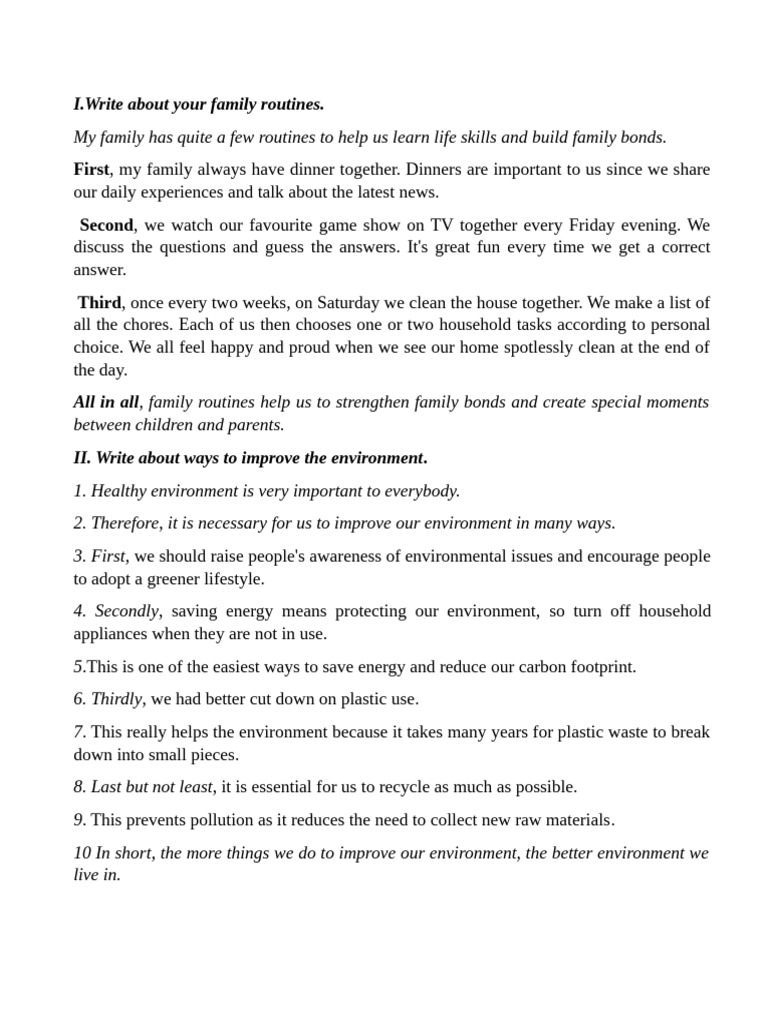 Paragraph Family Routines&Environment | PDF
