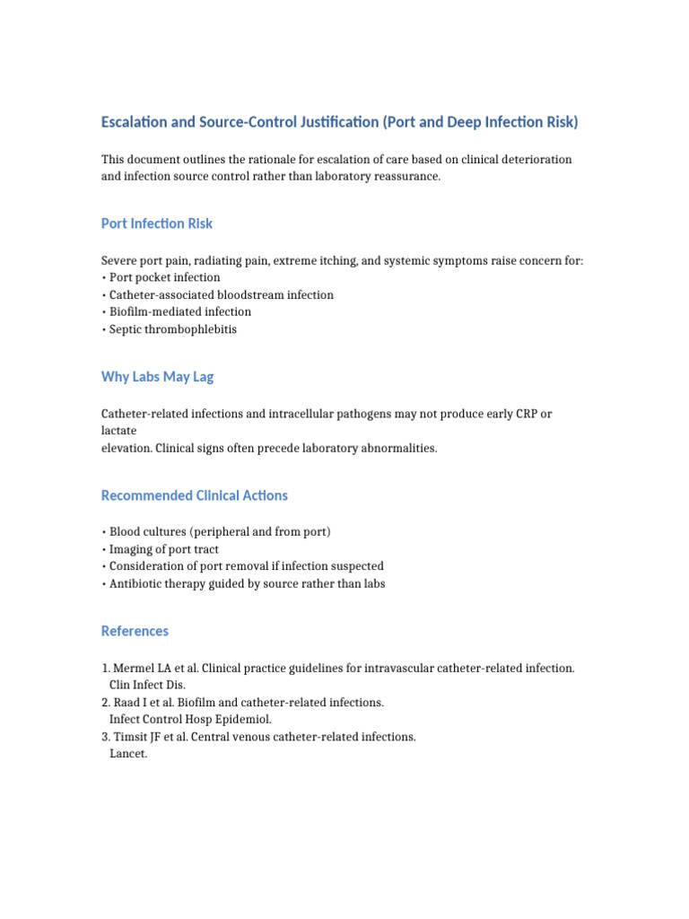 Escalation of Care for Port Infections | PDF