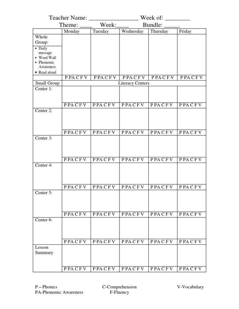 Weekly Literacy Lesson Plan Template | PDF | Foreign Language Studies