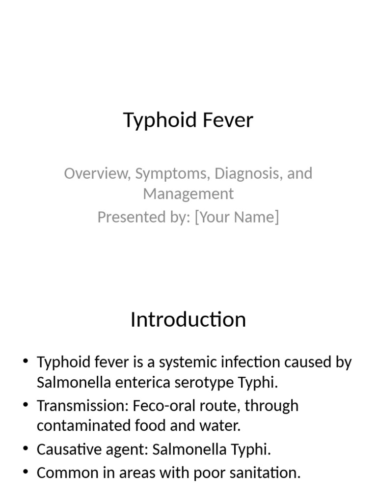 Typhoid Fever Presentation | PDF