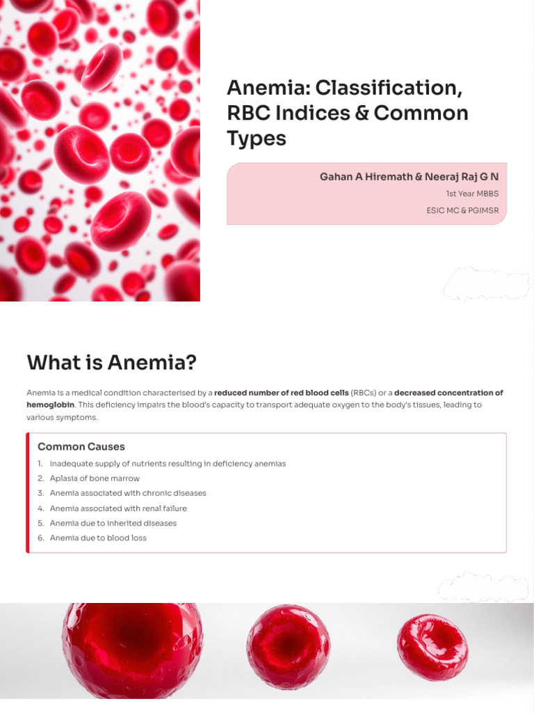 Anemia: Types, Causes & RBC Indices | PDF | Anemia | Red Blood Cell