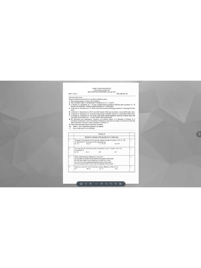 Math Sample Paper 2025 | PDF