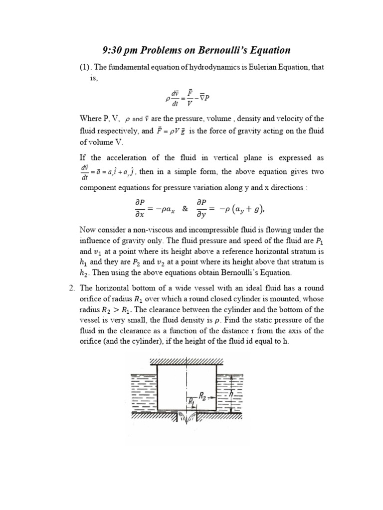 9-30 PM Problems On Bernoulli's Equation | PDF