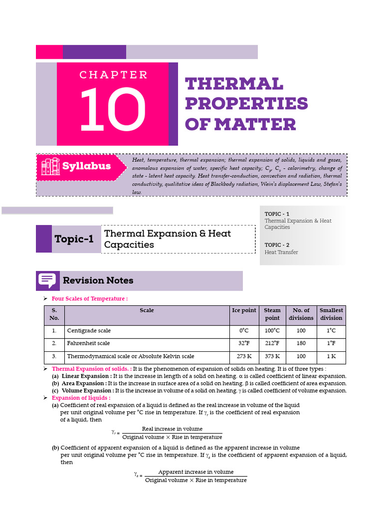 Thermal Properties of Matter Explained | PDF | Thermal Expansion | Heat