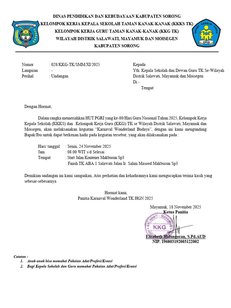 Undangan Karnaval Budaya HUT PGRI 2025 | PDF