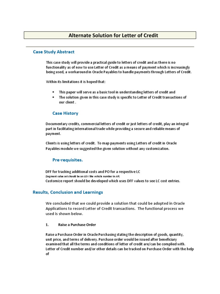 Case Study On Letter of Credit | PDF | Debits And Credits | Letter Of ...