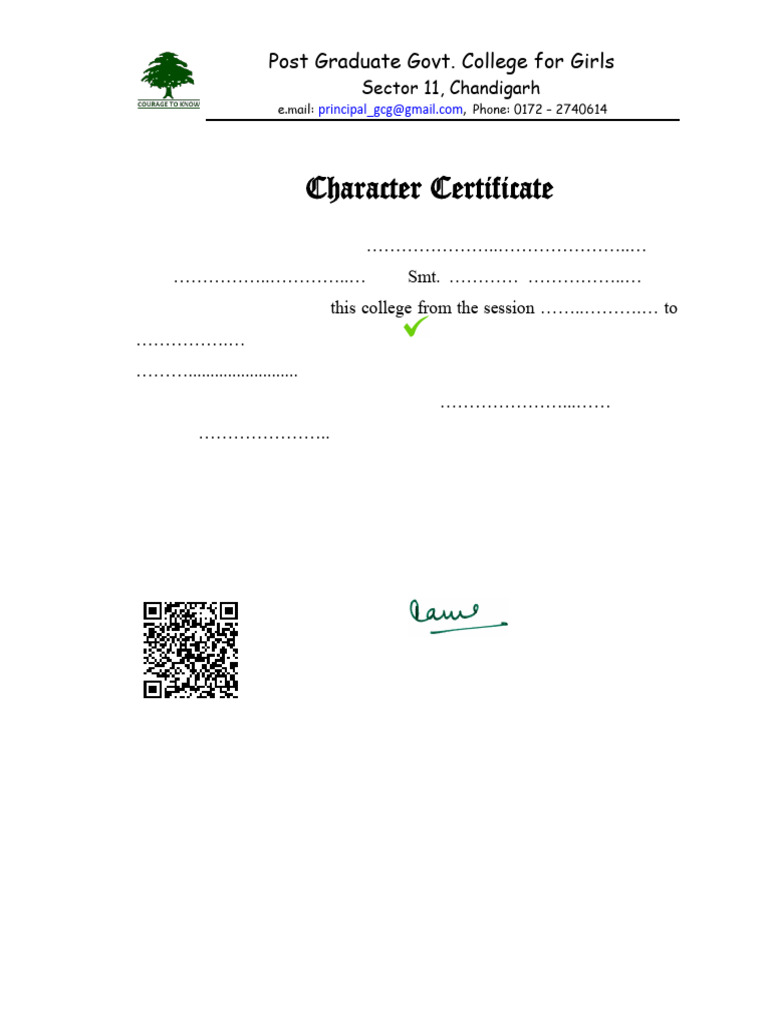 Character Certificate for Students | PDF