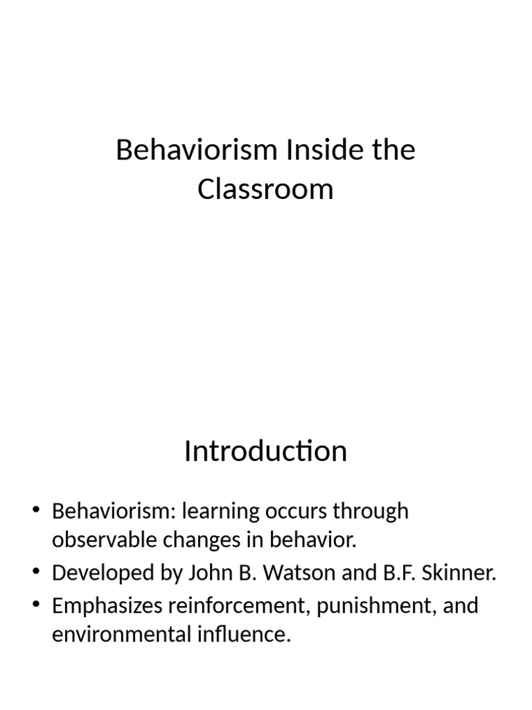 Behaviorism in Classroom Management | PDF