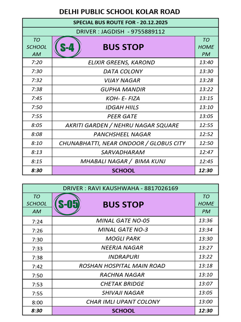 Special Bus Route for -20.12.2025 | PDF