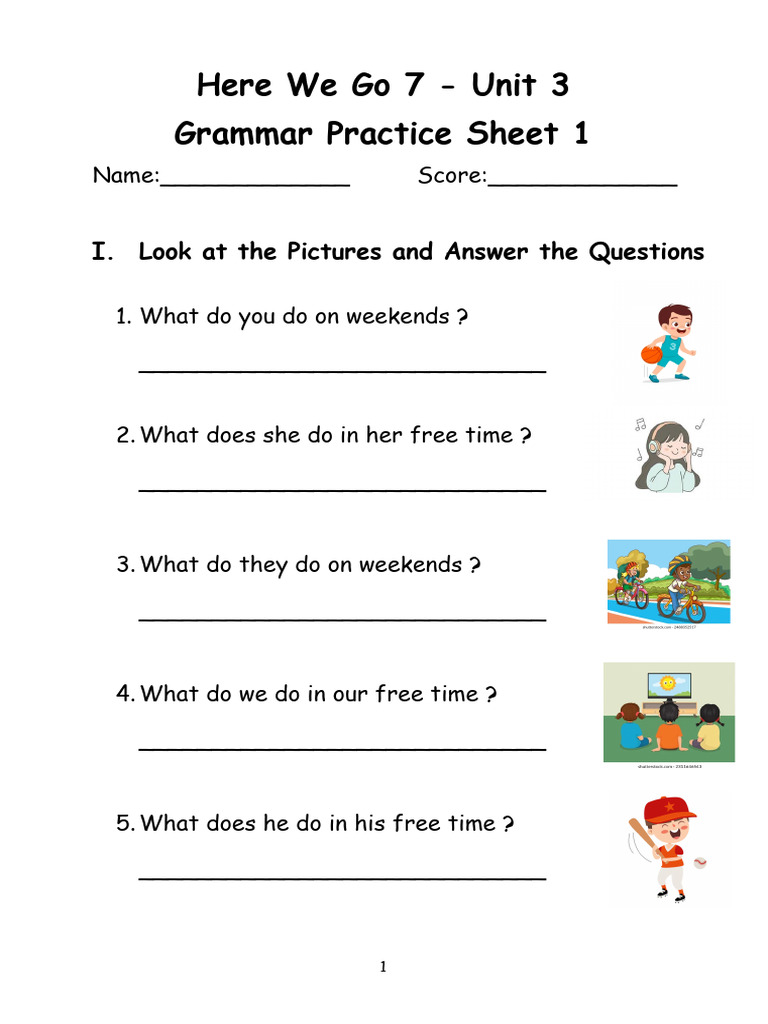 Here We Go 7 - Unit 3 Grammar Practice Sheet | PDF