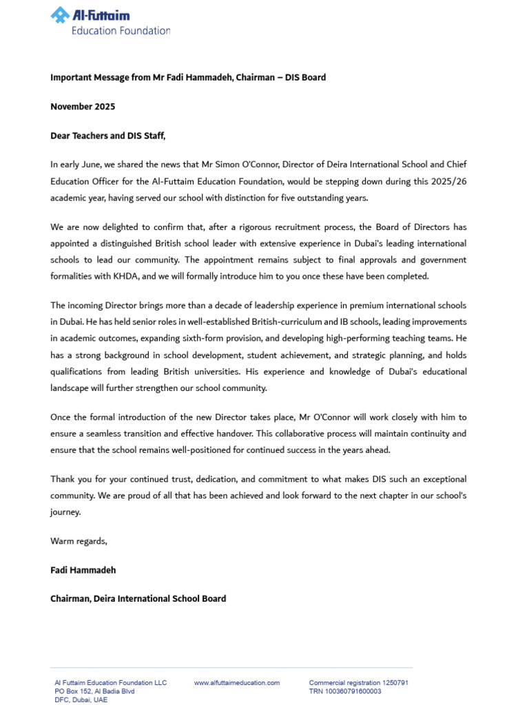 New Director Announcement at DIS | PDF