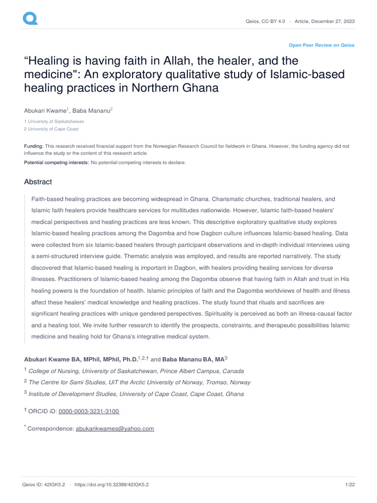 Islamic Healing Practices in Dagbon, Ghana | PDF | Faith Healing | Quran