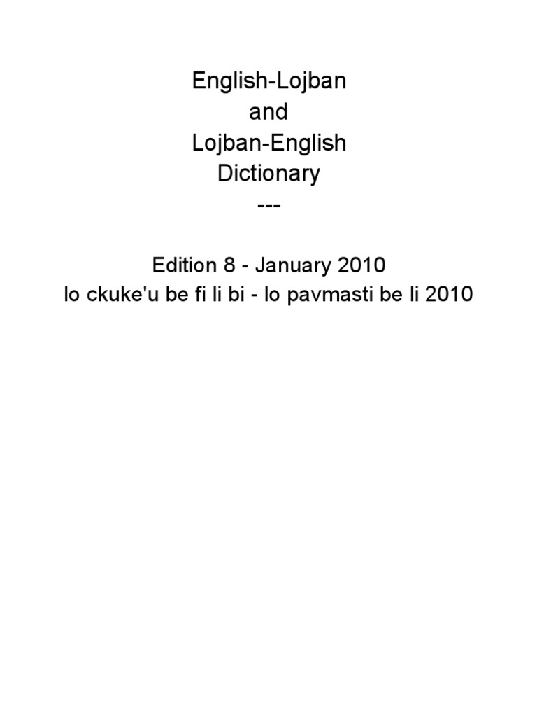 English Lojban Dictionary | PDF