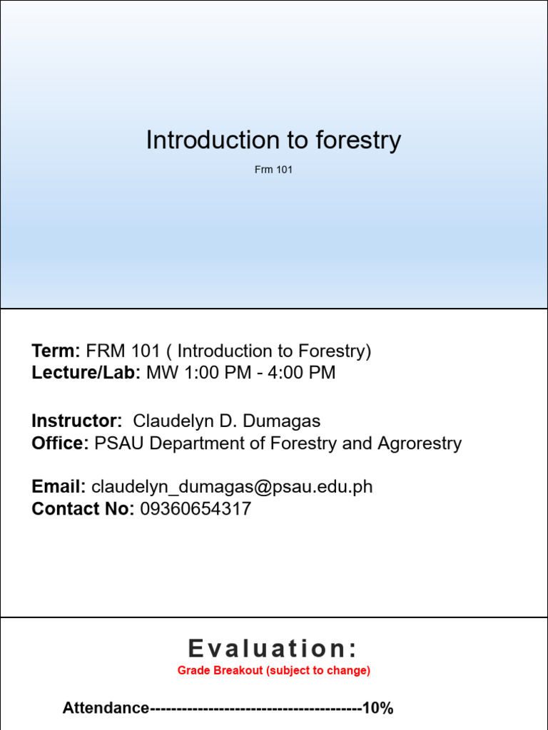 Introduction To Forestry | PDF | Forests | Trees