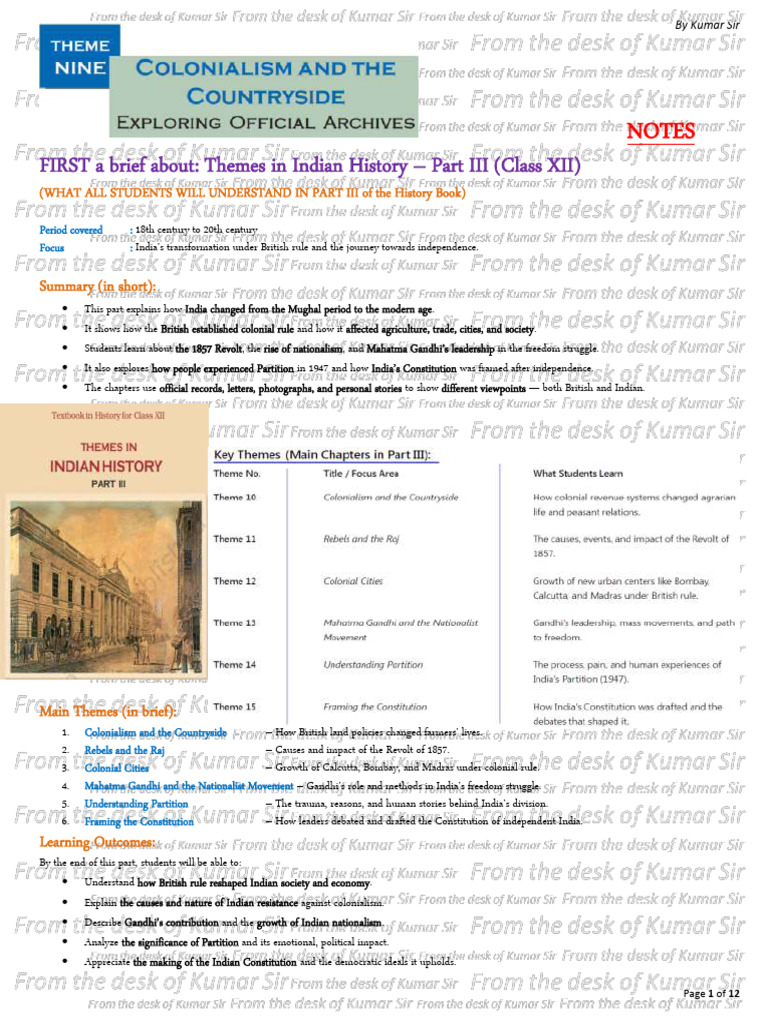 Colonialism & the Countryside NOTES | PDF