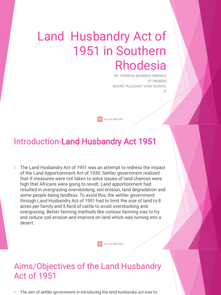 Land Husbandry Act of 1951 in Southern Rhodesia | PDF | Agriculture | Soil