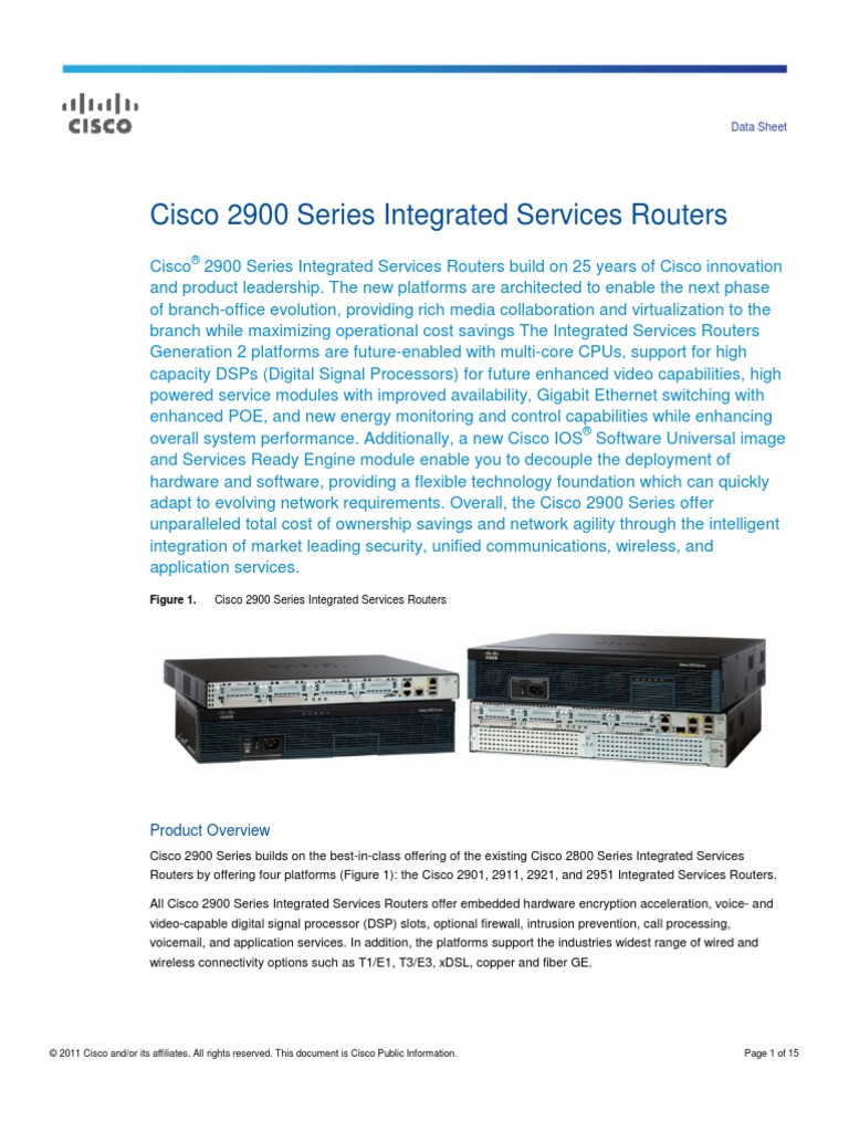 Cisco 2901 Router Datasheet | PDF | Cisco Systems | Computer Network