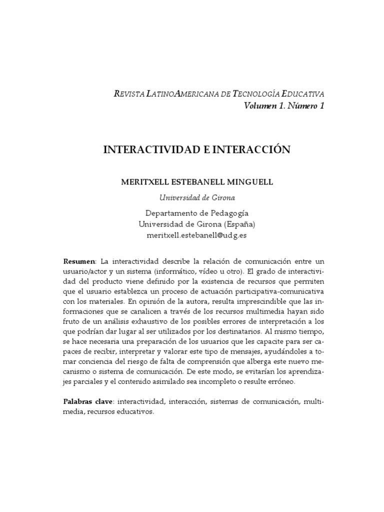 Interactividad e Interacción | PDF | Interactividad | Multimedia