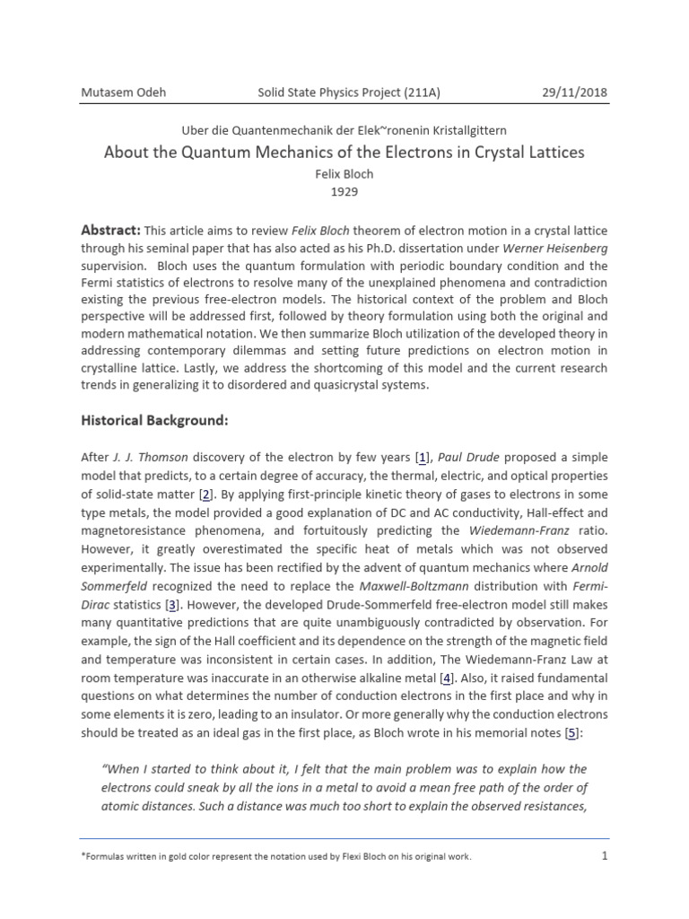 E in Crystal Periodic Potential | PDF | Electronic Band Structure ...