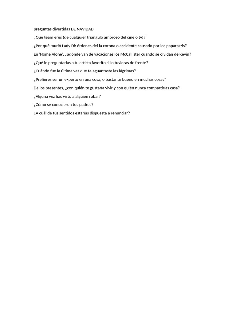 Preguntas Divertidas para Navidad | PDF