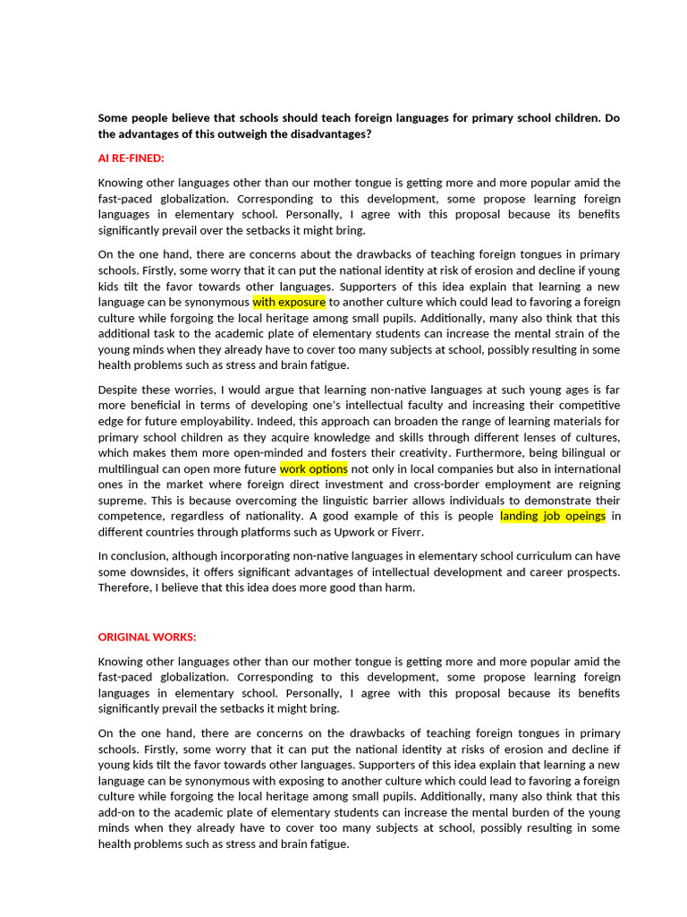 Benefits of Teaching Languages in Primary Schools | PDF ...