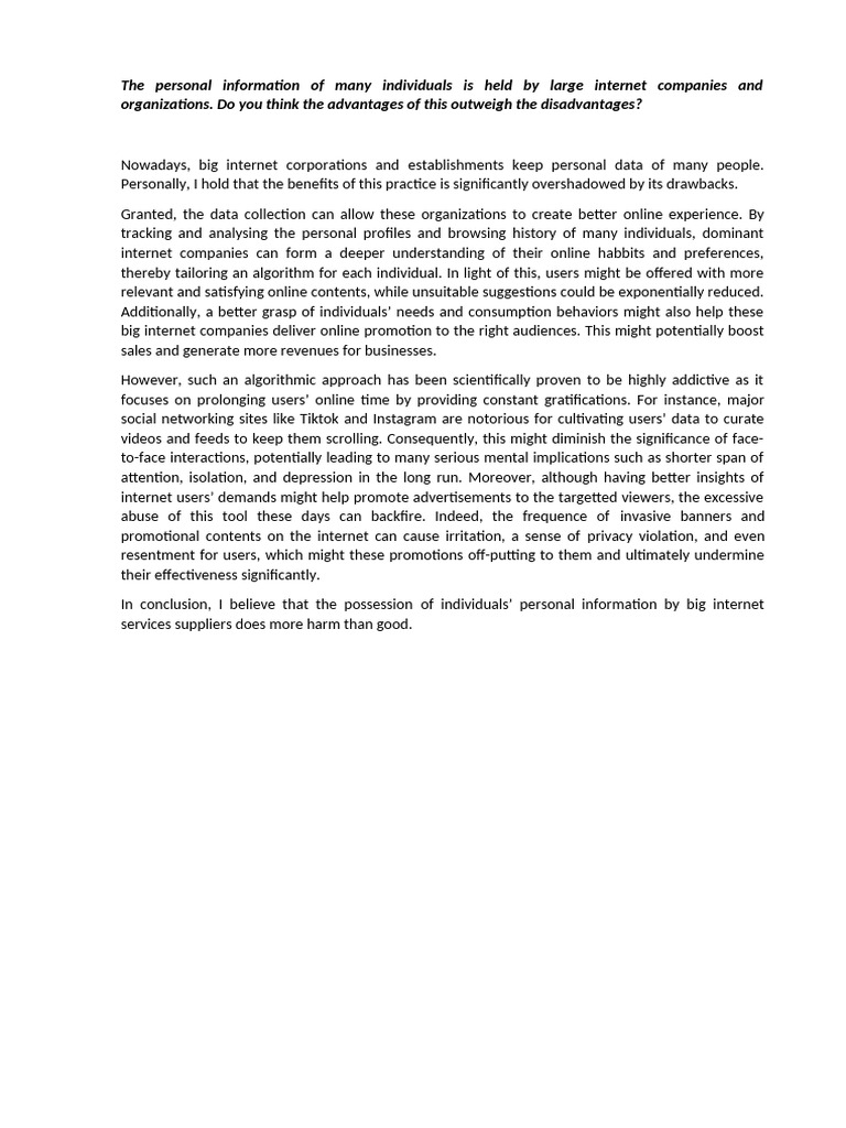 Personal Information Held by Organizations | PDF