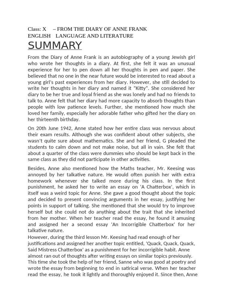 THE-DIARY-OF-ANNE-FRANK---WORKSHEET | PDF | Anne Frank | Essays