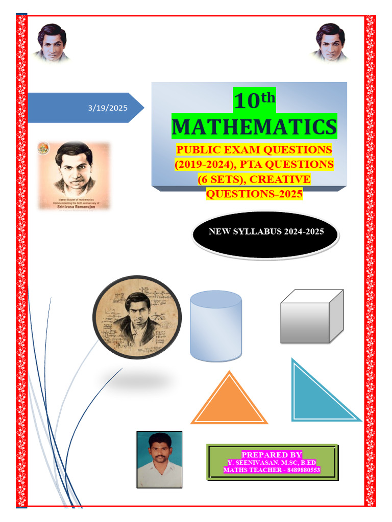 10 Th Maths Public & PTA 6 and Creative Questions (2019-2024) Updated ...